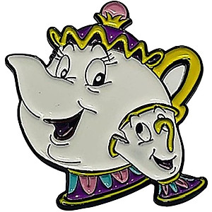 Beast And The Beauty Teapot And Teacup Metal Enamel 1 Inch Tall Pin