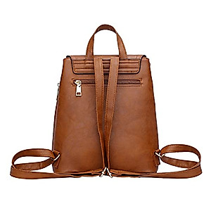 KKXIU Stylish Teen Girls Backpack Bag for Women Vegan Leather Small Bookbag Purse with Multiple Pockets (a-Brown)
