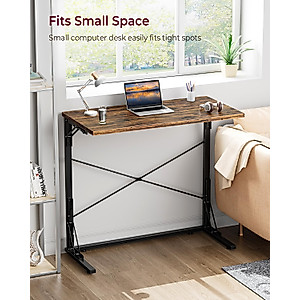 Vantic 31.5" Folding Desk, Foldable TV Tray Table for Eating on Couch, Extra Large TV Dinner Trays, Portable Fold Computer Writing Desk Table for Home Office, Rustic Brown