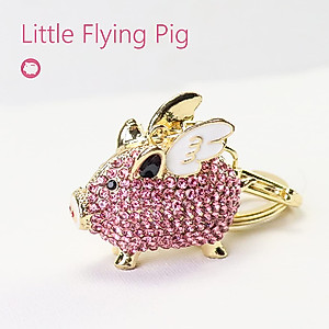 Sviiok Nansheng Pig Keychain,Cute Keychain Accessories for Women,Pink Flying Pig Gift for Pig Lovers,Crystals Key Decoration for Girls,2x6