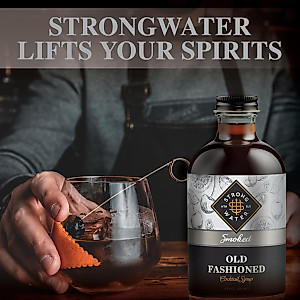 Strongwater Smoked Old Fashioned Craft Cocktail Mixer - Makes 32 Cocktails - Handcrafted Old Fashioned Syrup with Lapsang Souchong Tea, Sugar, Citrus & Cherry - Just Mix with Bourbon or Whiskey