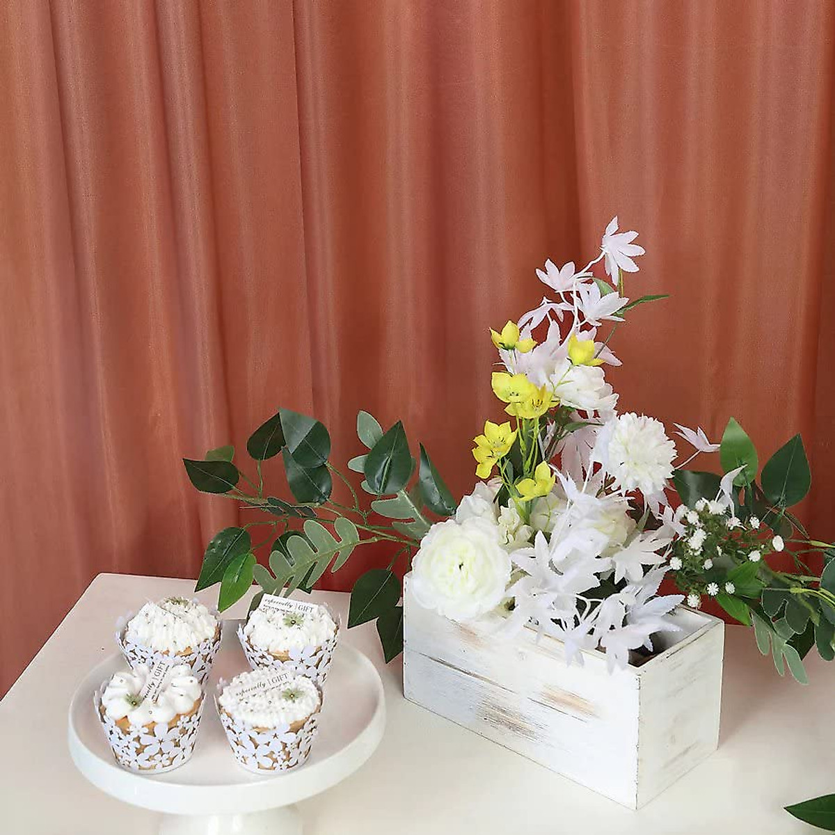 BalsaCircle 8x10 feet Terracotta Satin Curtain Wedding Photography Backdrop Panel Party Events Reception Photo Booth Home Decorations Supplies