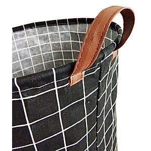 BOOHIT Cotton Fabric Storage Bin,Collapsible Laundry Basket-Waterproof Large Storage baskets,Toy Organizer,Home Decor(Black plaid)