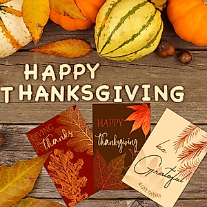 36 Pcs Thanksgiving Greeting Cards Assorted Style Fall Thank You Cards Holiday Maple Leaves Thank You Notes with 36 Envelopes for Business Personal Thanksgiving Christmas Gift (3.1 x 4.7 Inch Folded)