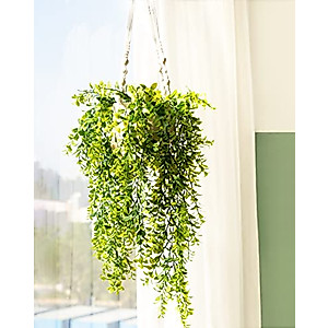 Mkono Fake Hanging Plant with Pot, Artificial Plants for Home Decor Indoor Macrame Plant Hanger with Fake Vines Faux Hanging Planter Greenery for Bedroom Bathroom Office Decoration
