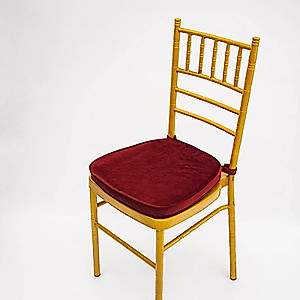 BalsaCircle 2 in Thick Wine Velvet Chiavari Chair Cushion with Removable Cover Wedding Party Reception Dinner Catering Decorations