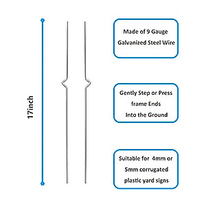 CPTC 10 Pieces Yard Sign Stakes,17" Metal Yard Stakes for Signs