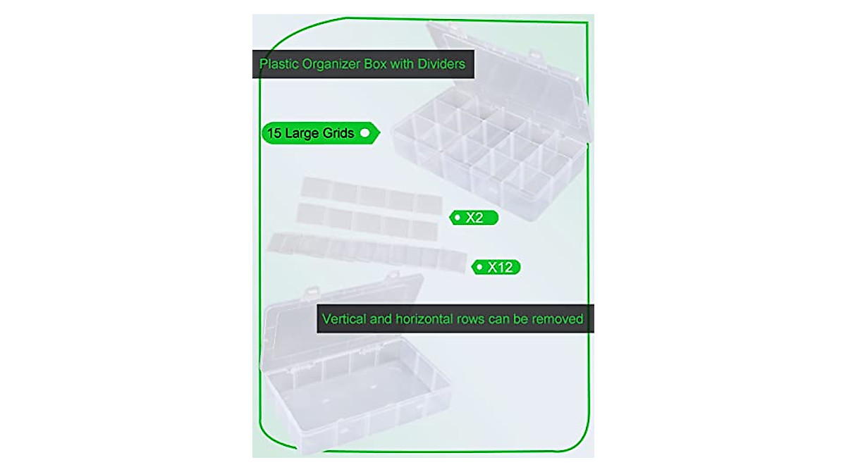 Tnqhuq 2 Pack Craft Organizer Box - 15 Large Grids