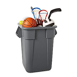 Rubbermaid Commercial LLDPE Square Brute 40-Gallon Trash Can without Lid, Gray, for Restaurants/Garages/Offices/Mailrooms/Classrooms