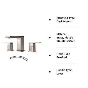 VCCUCINE Widespread Brushed Nickel 3 Hole Bathroom Faucet,2 Handles 8 Inch Bathroom Faucets for Sink 3 Hole, Modern Bathroom Vanity Sink Faucet with Drain and Supply Lines