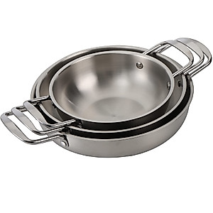 YOUEON Set of 3 Korean Ramen Pot with Handles, 7/8.5/9.5 in Stainless Steel Ramen Cooking Pot Korean Noodle Pot without Lid, Fast Heating For Kitchen Cookware, Dishwasher Safe, Silver