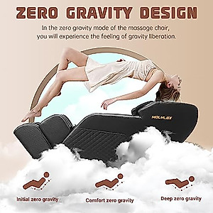 2023 Massage Chair Recliner, Zero Gravity Full Body Massage Chair with Airbags, Heating, Bluetooth Speaker and Foot Rollers (Black)