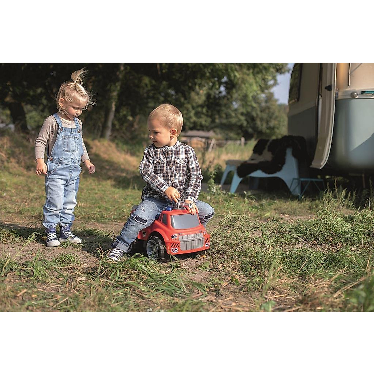 VARUN Big Spielwarenfabrik 800055815 Big Power-Worker Maxi Fire Truck Toy Car with Water Sprayer Tyres Soft Material Red for Children from 2 Years