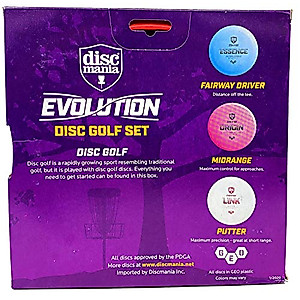 Discmania Evolution GEO Disc Golf Set of 3 – Includes Disc Golf Putter, Mid-Range and Driver, (Colors Will Vary)