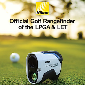 Nikon COOLSHOT 50i Golf Rangefinder (16760) Bundle with 3 Extra CR2 Batteries and a Cleaning Cloth - Waterproof, Magnetic, Flagstick Lock On Technology with Slope Adjustment - Mens Golf Accesories