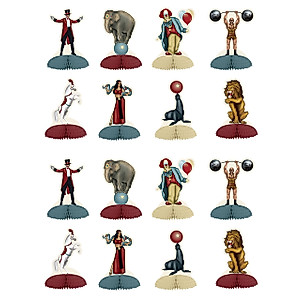 Beistle Vintage Circus Mini Centerpieces 16 Piece, 5", Multicolored , 16 Count (Pack of 1)