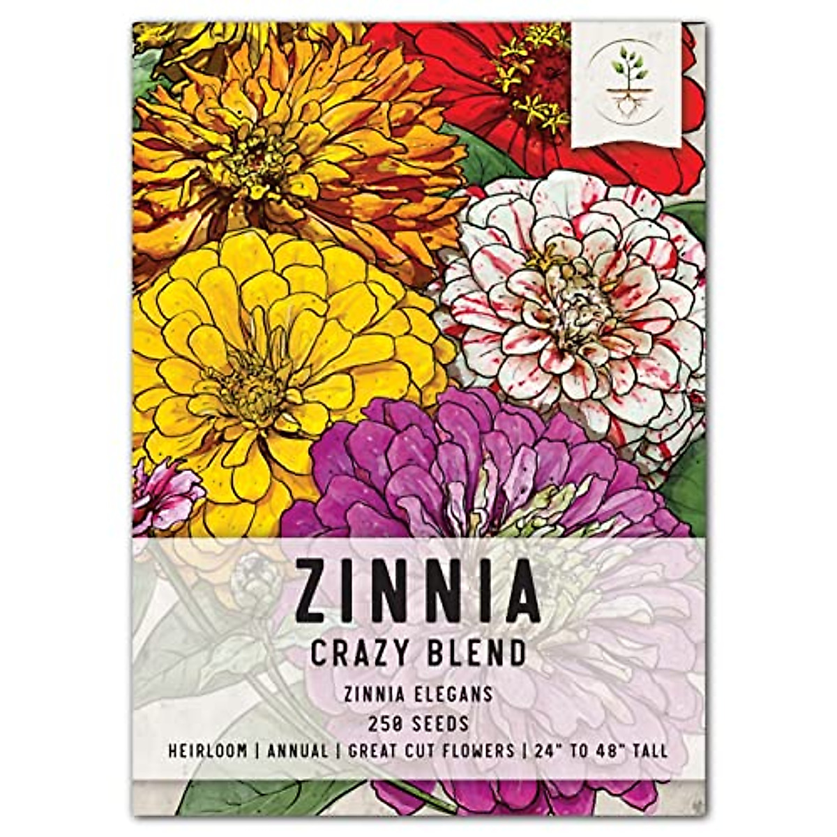 Seed Needs, 1,000+ Crazy Blend Zinnia Seeds for Planting (Zinnia Elegans) Heirloom, Open Pollinated & Untreated - 15+ Varieties of Zinnia Flowers, Zinnia Mix - Bulk