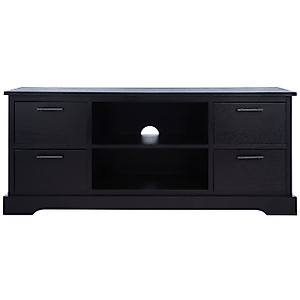 SAFAVIEH Home Collection Filbert Black 4-Drawer Entertainment Stand up to 55" Flatscreen TV (Fully Assembled) Media Unit