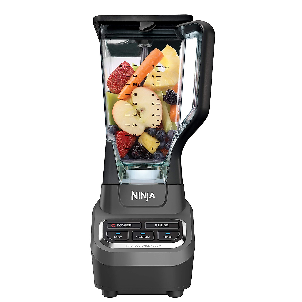 Ninja BL610 Professional 72 Oz Countertop Blender with 1000-Watt Base and Total Crushing Technology for Smoothies, Ice and Frozen Fruit, Black, 9.5 in L x 7.5 in W x 17 in H