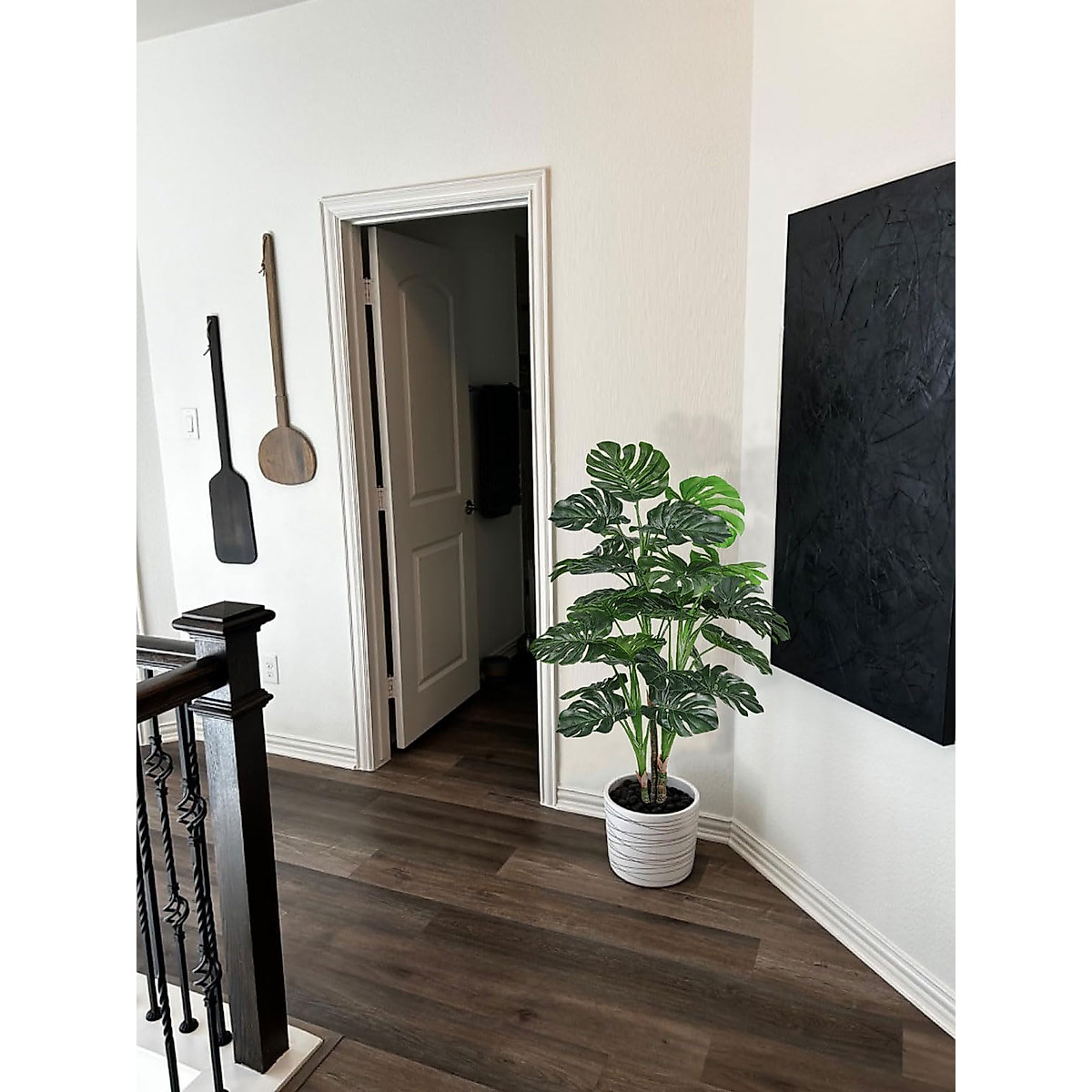 Aveyas 54'' Tall Large Artificial Monstera Deliciosa Plants, 4.5 Feet Faux Swiss Cheese Floor Plants Fake Tropical Silk Tree with Pot for Indoor Outdoor Office House Living Room Home Decor