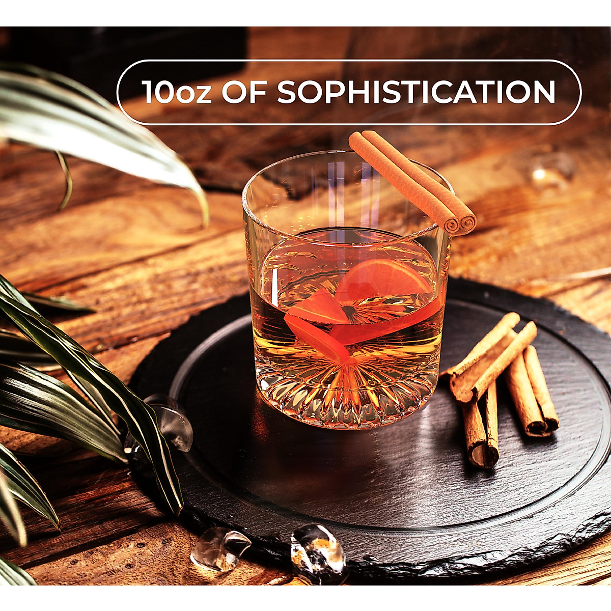 GLORAMA Old Fashioned Whiskey Glasses - Set of 4, 10oz Lead-Free Premium Crystal, Heavy Base Glass for Scotch, Bourbon, Whisky, Cocktails. Elegant Drinkware for Men’s Gifts & Home Bar Essentials