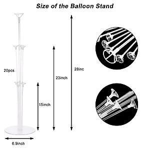 RUBFAC Balloon Stands for Table 20 Sets Clear Table Balloon Stand Holder with Base Reusable Centerpiece for Birthday Wedding Baby Shower Graduation Party Decorations