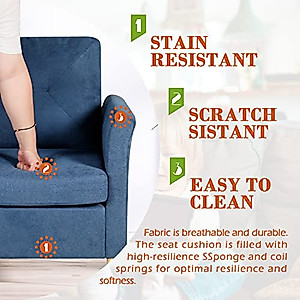 VAMEPOLE 58" Small Loveseat Sofa w/2 USB Charger Ports for Living Room, Mid Century Modern Decor Love Seat Couch, Small Love Seats for Small Spaces, Apartments, Dorm, Office (Navy Blue)