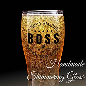 Onebttl Boss Gifts for Men, Beer Glass for Boss, 15 oz Pint Glass, Beer Mug, Perfect Boss Idea for Men/Male in Boss Day, Birthday, Christmas, Appreciation, Office - Amazing