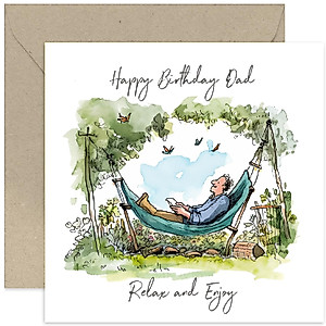 Old English Co. Gardening Happy Birthday Card for Dad - Quirky Illustrated Birthday Wishes Greeting Card for Dad from Son Daughter - Birthday Cards for Him | Blank Inside with Envelope