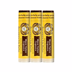 Beeswax Lip Balm, Sweet Honey, Moon Valley Organics, Organic Ingredients, for Lips and Cuticles, Moisturizing, Three Pack Bundle