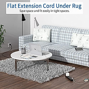 Flat Cord Power Strip with USB Bundle, NTONPOWER Flat Plug Power Strip with 15 Ft Extra Long Thin Extension Cord Under Rug, Carpet, Door, 3/4 Outlets 2 USB Charging Station for Home Office, Black