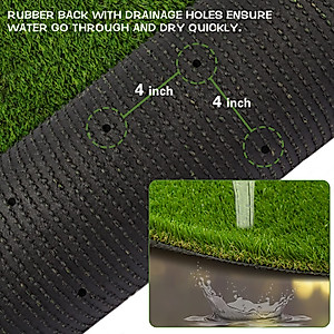 Heyroll Artificial Grass Thick Turf Rug 4 ft x 6 ft, 35MM Outdoor Indoor Fake Grass Mat, Astro Turf Lawn for Dogs Pets, Synthetic Grass Rug with Drainage Holes & Rubber Backing/Custom Size
