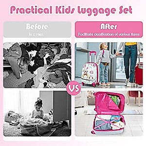 Goplus 2PC Kids Luggage, 12" & 16" Kids Carry On Luggage Set, Lightweight Spinner Suitcases for Boys and Girls (Owl)