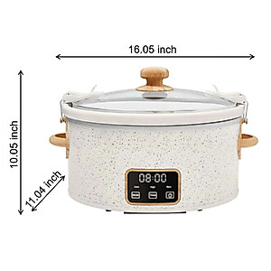 The Pioneers Womans Programmable 6 Qt Digital Slow Cooker with Locking Lid, Touchscreen Controls, Dishwasher Safe, Perfect for Potlucks, Family Meals, Spill-Free Transport (Linen Speckle)