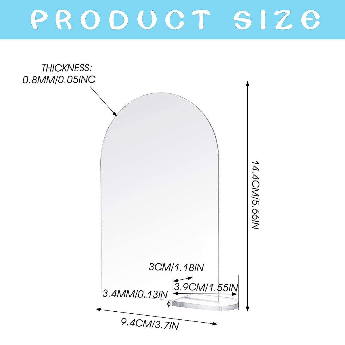 10 Sets Arch Acrylic Table Sign Clear Acrylic Table Numbers DIY Blank Acrylic Sign with Stand Arched Table Signs for Wedding Meetings Events Restaurant Office