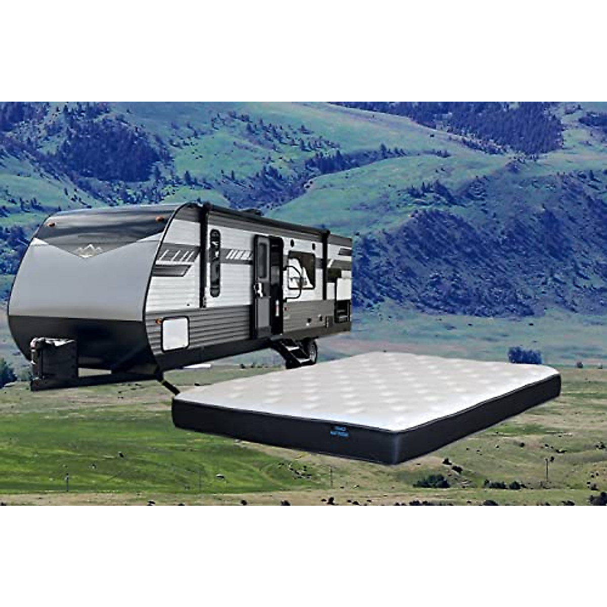 Triad Mattress Elite 8 inch (70x80) Graphite Memory Foam, Cool Gel Foam, Glacier Cooling Stretch Cover, Medium Firm Support, for RV and Campers Made in The USA