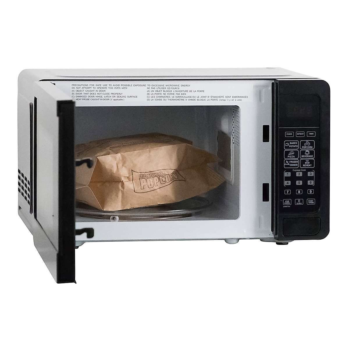 West Bend WBMW71B Microwave Oven 700-Watts Compact with 6 Pre Cooking Settings, Speed Defrost, Electronic Control Panel and Glass Turntable, Black