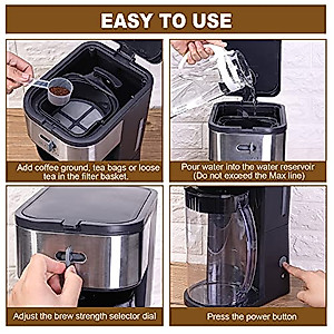 LITIFO Iced Tea Maker and Iced Coffee Maker Brewing System with 2-quart Pitcher, sliding strength selector for Taste Customization, Stainless Steel Decoration (Black)
