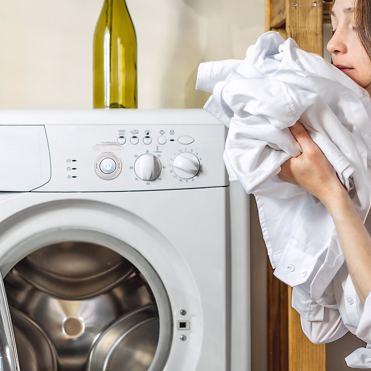 DOITOOL 4Pcs Children Safety Button Covers Security Lock,Child Proof Car Washing Machine Key Start Protection Cover,Baby Safety Prevent Pressing Device for Stove Refrigerator Washer