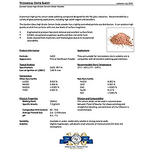 Cerium Oxide Glass Polishing Kit, Glass and Windshield Scratch Removal Kit, 8 Oz of Gordon Glass Cerium Oxide Polishing Powder, 3 inch Felt Polishing Buffing Wheel