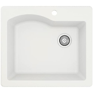 Karran Drop-In Quartz Composite 25 in. 1-Hole Single Bowl Kitchen Sink in White
