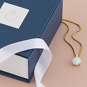 PEORA 14K Yellow Gold Created White Fire Opal Pendant for Women, Classic Solitaire, 1 Carat Round Shape AAA Grade