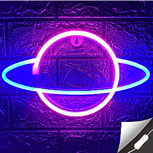 Lumoonosity Blue Pink Planet Neon Sign Blue Controller Gaming Light