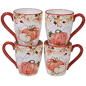 Certified International Harvest Splash 18 oz. Mugs, 4 Count (Pack of 1), Multicolored