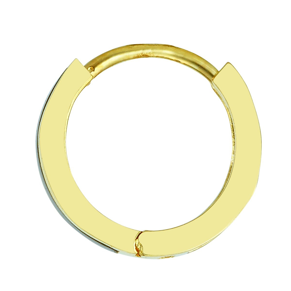 Wellingsale Ladies 14k Yellow Gold Polished 2mm Onyx Huggies Hoop Earrings (10mm Diameter)