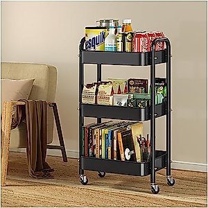 Versatile 3-Tier Metal Rolling Utility Cart - Perfect for Organizing Any Room in Your Home - Lockable Wheels - Anti-Drop & Rust-Resistant Design,