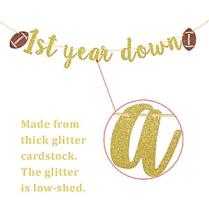 First Year Down Banner, Football 1st Birthday Banner, Football 1st Birthday Party Decor, Boy 1st Birthday Party Decor, Gold Glitter