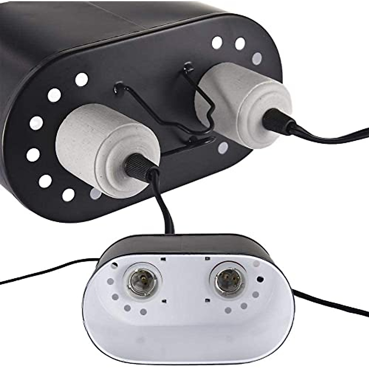 Dual Reptile Light Fixture Dual Deep Heat Lamps Light Fixture Dome Heat Lighting Lamp Combo Kit for Bearded Dragon Lguana Nake Turtle Tank E27(Does not Include Bulb)