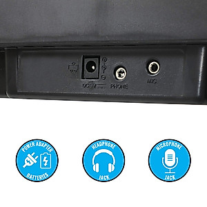 Plixio 61-Key Digital Electric Piano Keyboard & Sheet Music Stand - Portable Electronic Keyboard for Beginners (Kids & Adults)