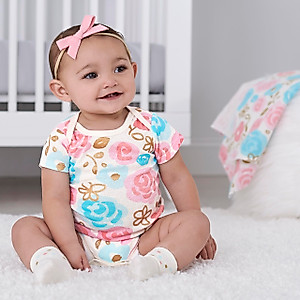 Gerber Baby Girls' 4-Pack Short Sleeve Onesies Bodysuits, Princess Pink, 0-3 Months